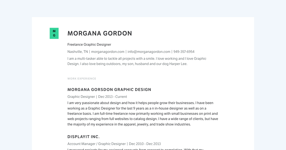 Morgana Gordon's Resume | Graphic Designer at Morgana Gorsdon Graphic ...