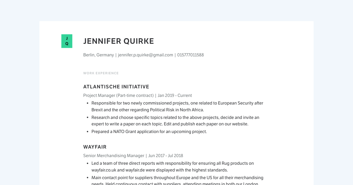 Jennifer Quirke's Resume | Project Manager (Part-time contract) at ...