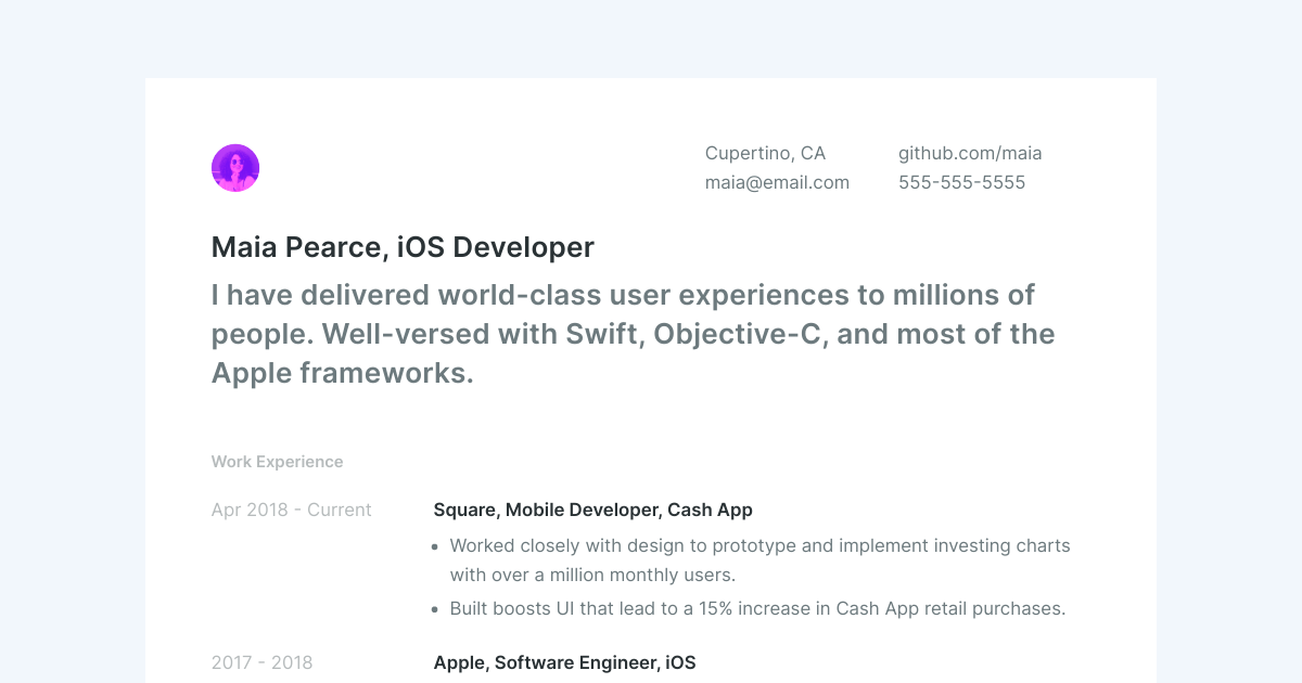 Maia Pearce's Resume | Mobile Developer, Cash App at Square