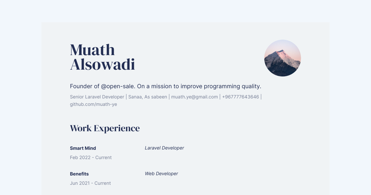Muath Alsowadi's Resume | Laravel Developer at Smart Mind